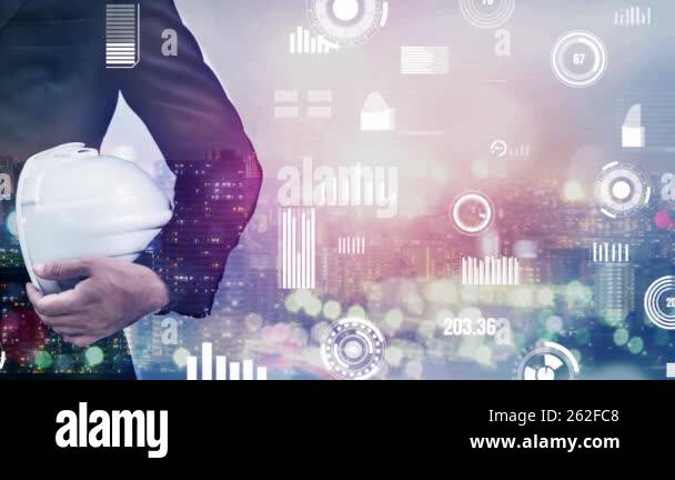 Future building construction and inventive engineering project concept ...