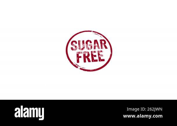 Sugar free food stamp and hand stamping impact isolated animation ...