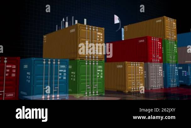Cargo transport import export containers cargo with business diagrams ...