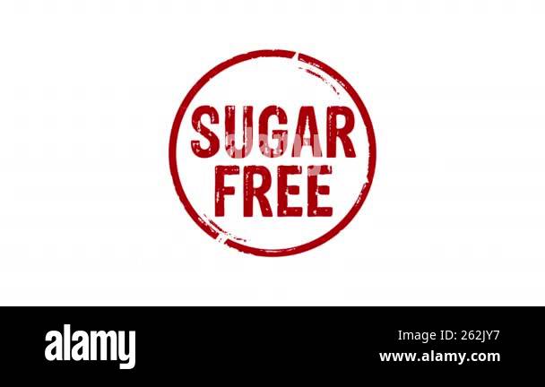 Sugar free food stamp and hand stamping impact isolated animation ...