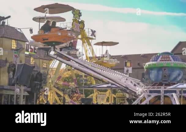 Rovigo, Italy 1 January 2025: Families and friends having fun riding a ...