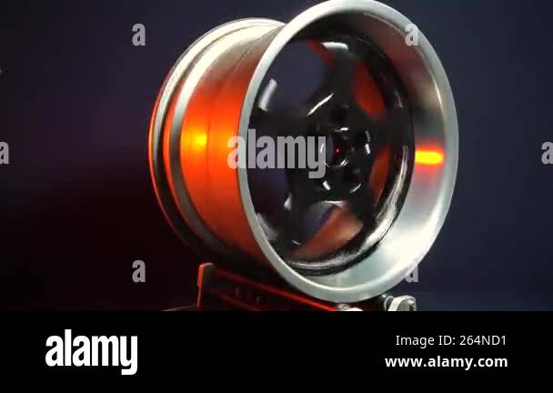 old car wheels titanium rims long exposure video on dark background ...