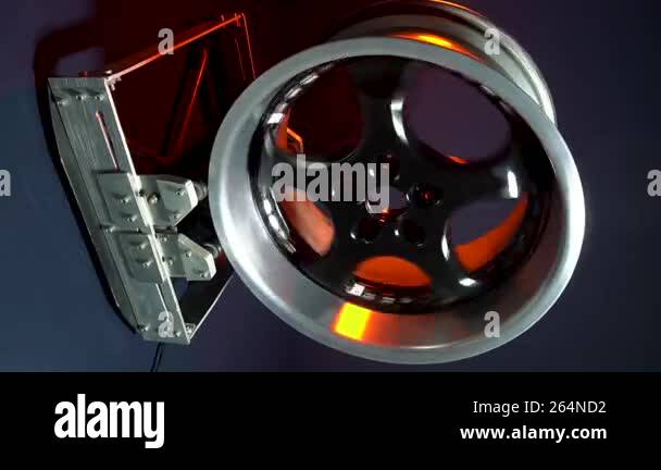 old car wheels titanium rims long exposure video on dark background ...