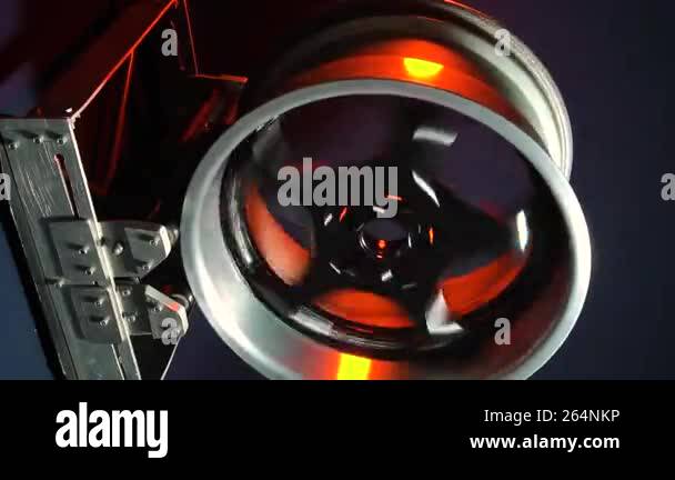 old car wheels titanium rims long exposure video on dark background ...