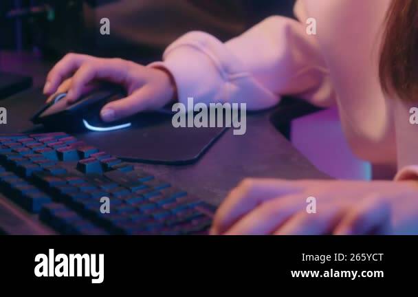 Stressed emotional yelling worry Caucasian woman female girl user gamer ...