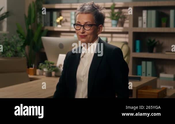 In office CEO Caucasian 60s woman business female businesswoman mature ...