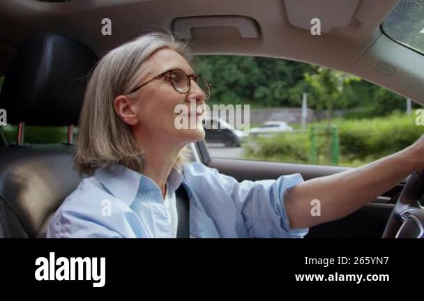 Satisfied happy Caucasian woman retiree female senior tourist pensioner ...