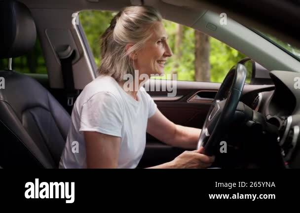 Caucasian elderly confused woman lady senior mature aged female client ...