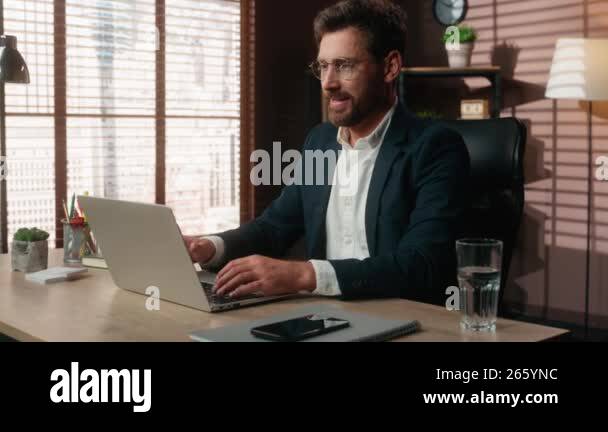 Successful smiling Caucasian middle-aged business man businessman guy ...