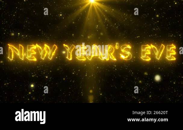 Neon color New Year's Eve text animation with neon color snow in 4K ...