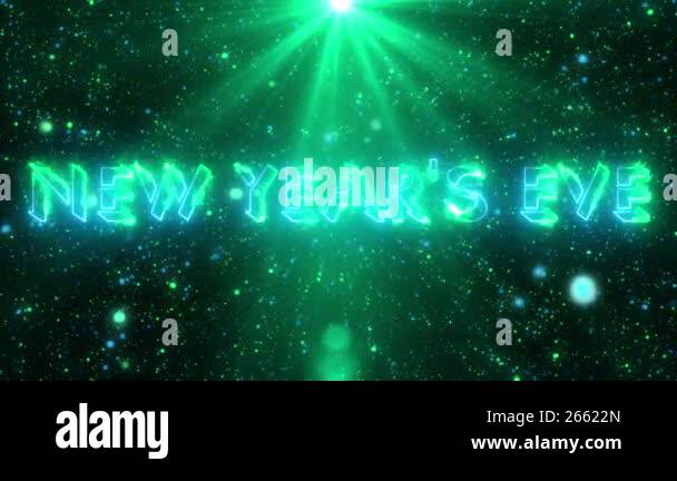 Neon color New Year's Eve text animation with neon color snow in 4K ...