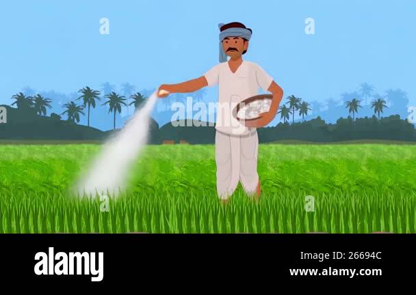 Indian farmer giving pesticide, Farmer working in his field - putting ...
