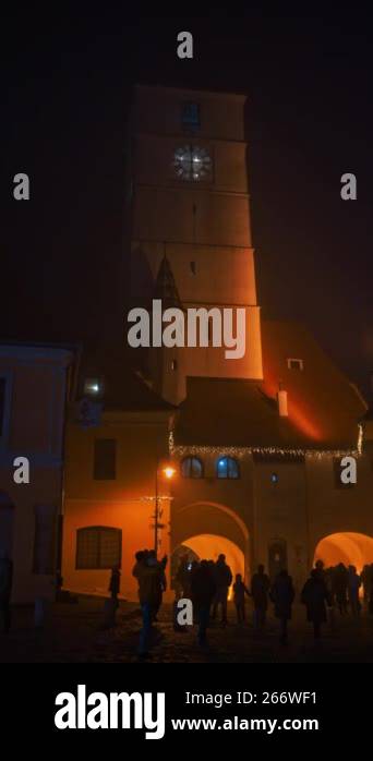 The Council Tower illuminated in the evening between the two main ...