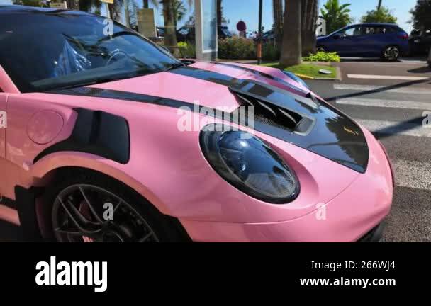 Cannes, France - October 15, 2024: A light pink Porsche 911 GT3 parked ...