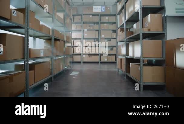 Big Storage, Warehouse Retail Center with Rows of Shelves with ...