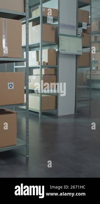 Big Storage, Warehouse Retail Center with Rows of Shelves with ...