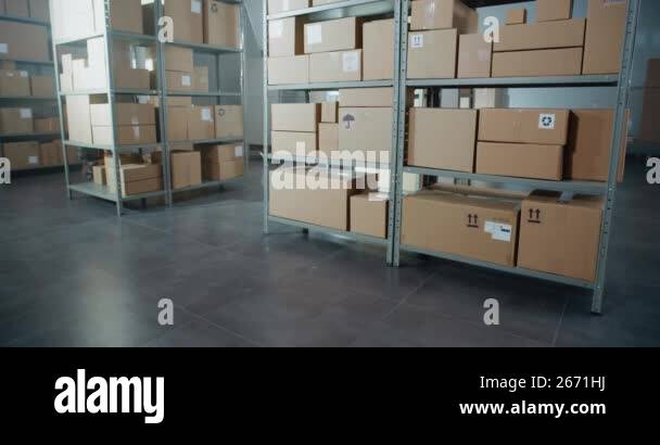 Big Storage, Warehouse Retail Center with Rows of Shelves with ...