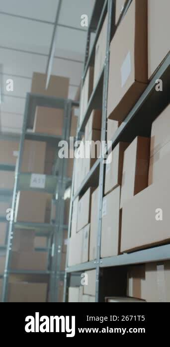 Big Storage, Warehouse Retail Center with Rows of Shelves with ...