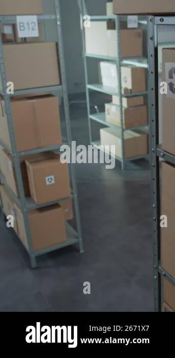 Big Storage, Warehouse Retail Center with Rows of Shelves with ...