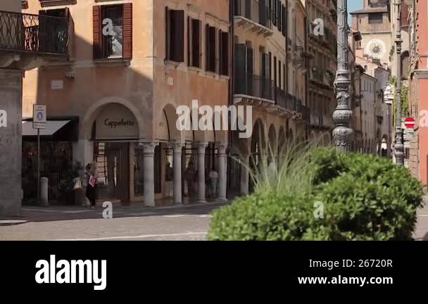Treviso, Italy 1 January 2025: Camera pans across piazza dei signori in ...