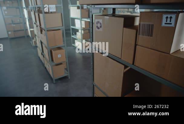 Big Storage, Warehouse Retail Center with Rows of Shelves with ...