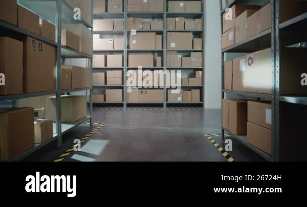 Big Storage, Warehouse Retail Center with Rows of Shelves with ...