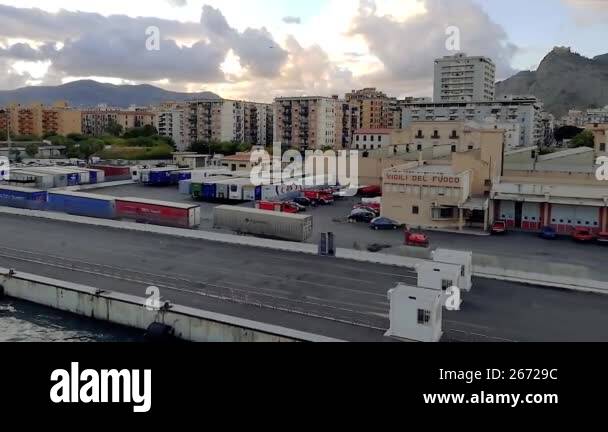 Palermo, Italy 1 January 2025: Ferry is docking at the harbor of ...