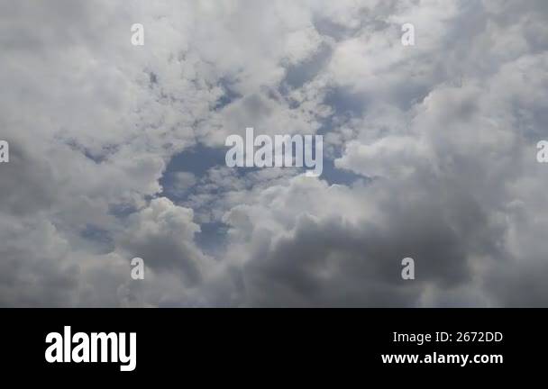 timelapse of clouds with clear sky at noon in summer. texture effect ...