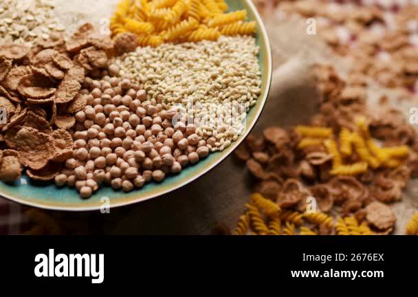 A variety of carbohydrate-rich foods, including bread, rice, wholegrain ...