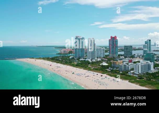Miami Skyline aerial view. Miami city skyline panorama with skyscrapers ...