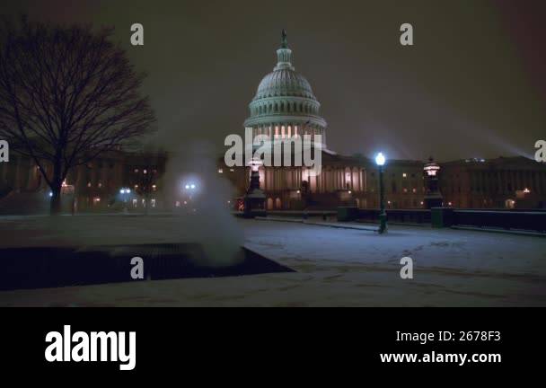 Capitol, Washington DC, Congress at winter night. Senate in winter ...
