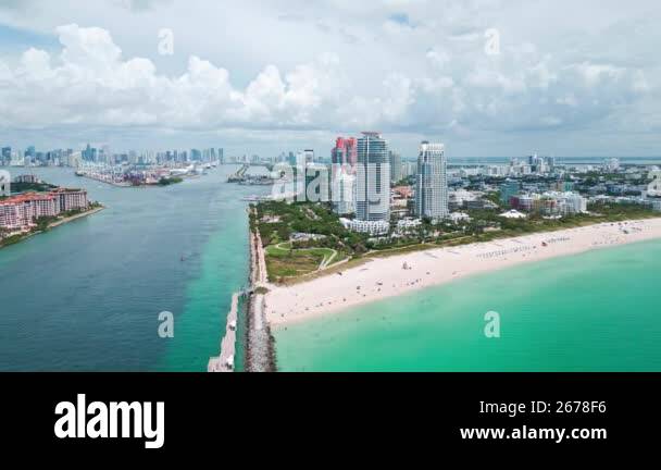 Miami Beach, South Beach. Miami Beach skyline. Miami cityscape, aerial ...