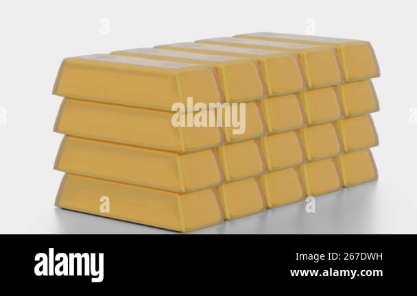 golden bar heap on white background Stock Video Footage - Alamy