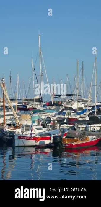 Cannes, France - October 15, 2024: Boats docked in the Port de Cannes ...