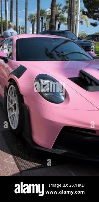 Cannes, France - October 15, 2024: A light pink Porsche 911 GT3 parked ...