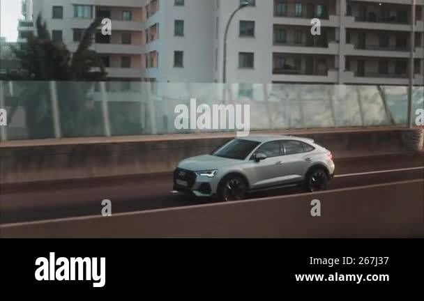Nice, France - November 24, 2024: View from a moving train of a car ...