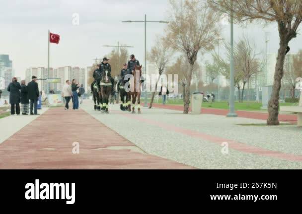Turkey izmir January 08 2025 Policemen On Horseback During a Security ...