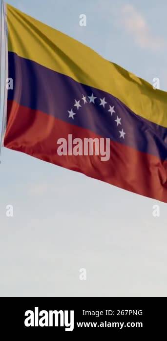Venezuela Caracas Flag Vertical Cinematic Realistic Waving Dolly Out ...