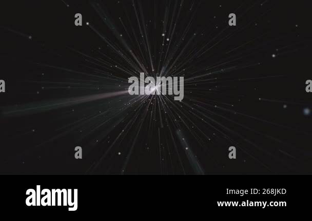 Cosmic interstellar hyperspace motion background animation. Flying at warp speed through glowing ...