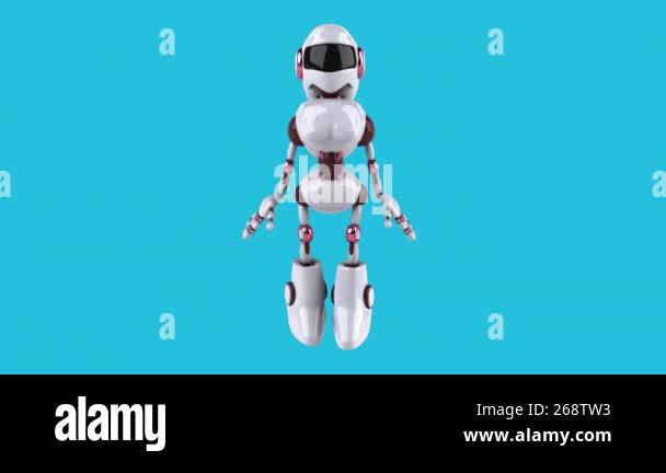 Fun 3D animation cartoon character robot waving hand Stock Video ...