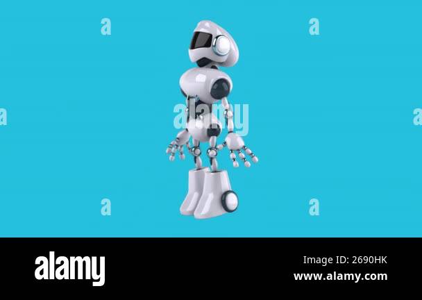 Fun 3D animation cartoon character robot waving hand Stock Video ...