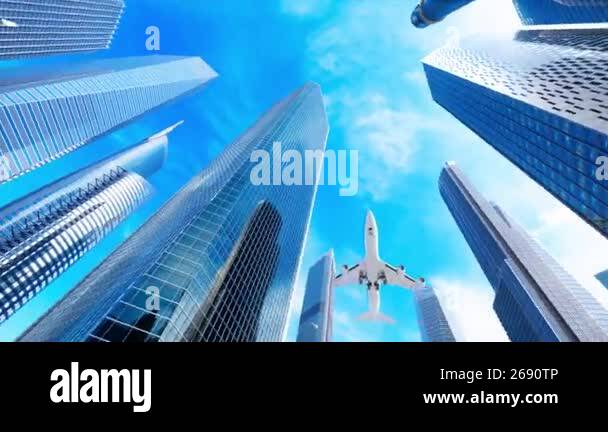 Airplane Landing or Take Off City Skyscraper Stock Video Footage - Alamy