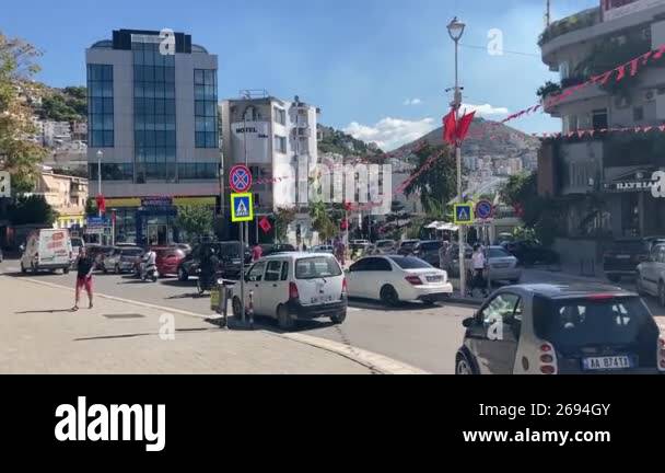 Albania: January 3rd 2025: Exterior street view in Saranda in Albania ...