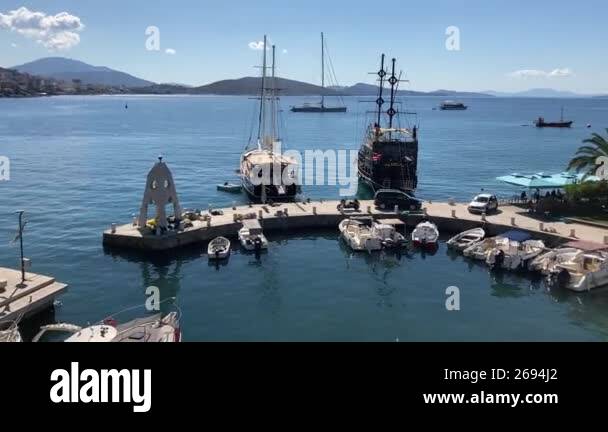 Albania: January 3rd 2025: Saranda beach front view. Coastal city in ...