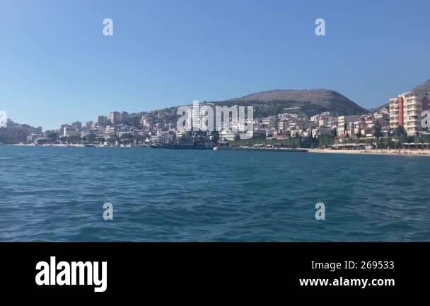 Albania: January 3rd 2025: Saranda beach front view. Coastal city in ...
