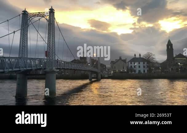 Greig Street Bridge across River Ness in Inverness, Scotland. The ...
