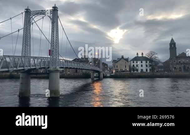 Greig Street Bridge across River Ness in Inverness, Scotland. The ...