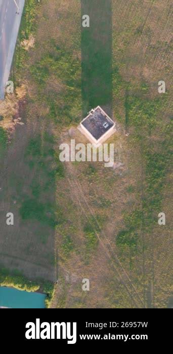 Drone aerial view of an old ancient arab tower during sunrise. High ...