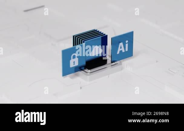 3D Rendering floating Icon Box About AI Artificial intelligence ...