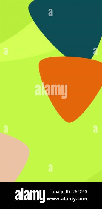 Abstract green background with navy beige and orange animated shapes ...